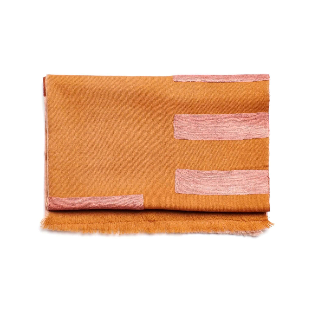 Handwoven Silk Wool Scarf in Orange Peach Cream Ombre – Variously